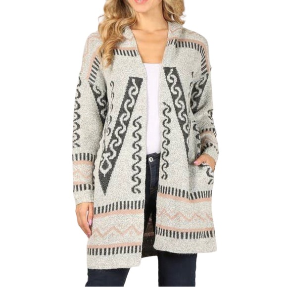 Sweaters | Nwt Hooded Cardigan Knit Sweater In Aztec Print | Poshmark